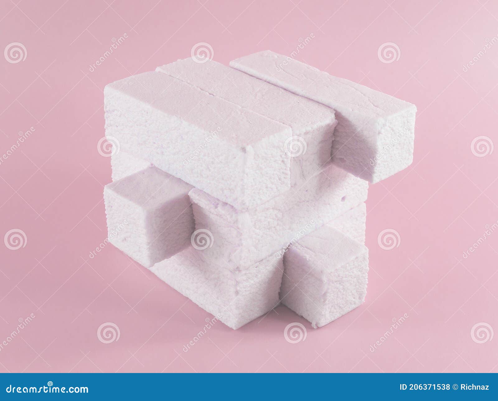Sweet Pink Marshmallow Rectangular Shape in the Form of a Geometric ...