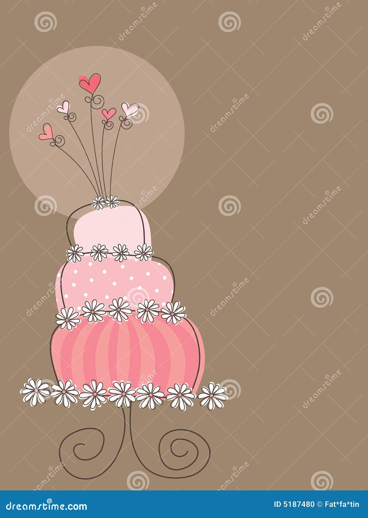 Sweet pink wedding cake stock vector. Illustration of daisy - 5187480