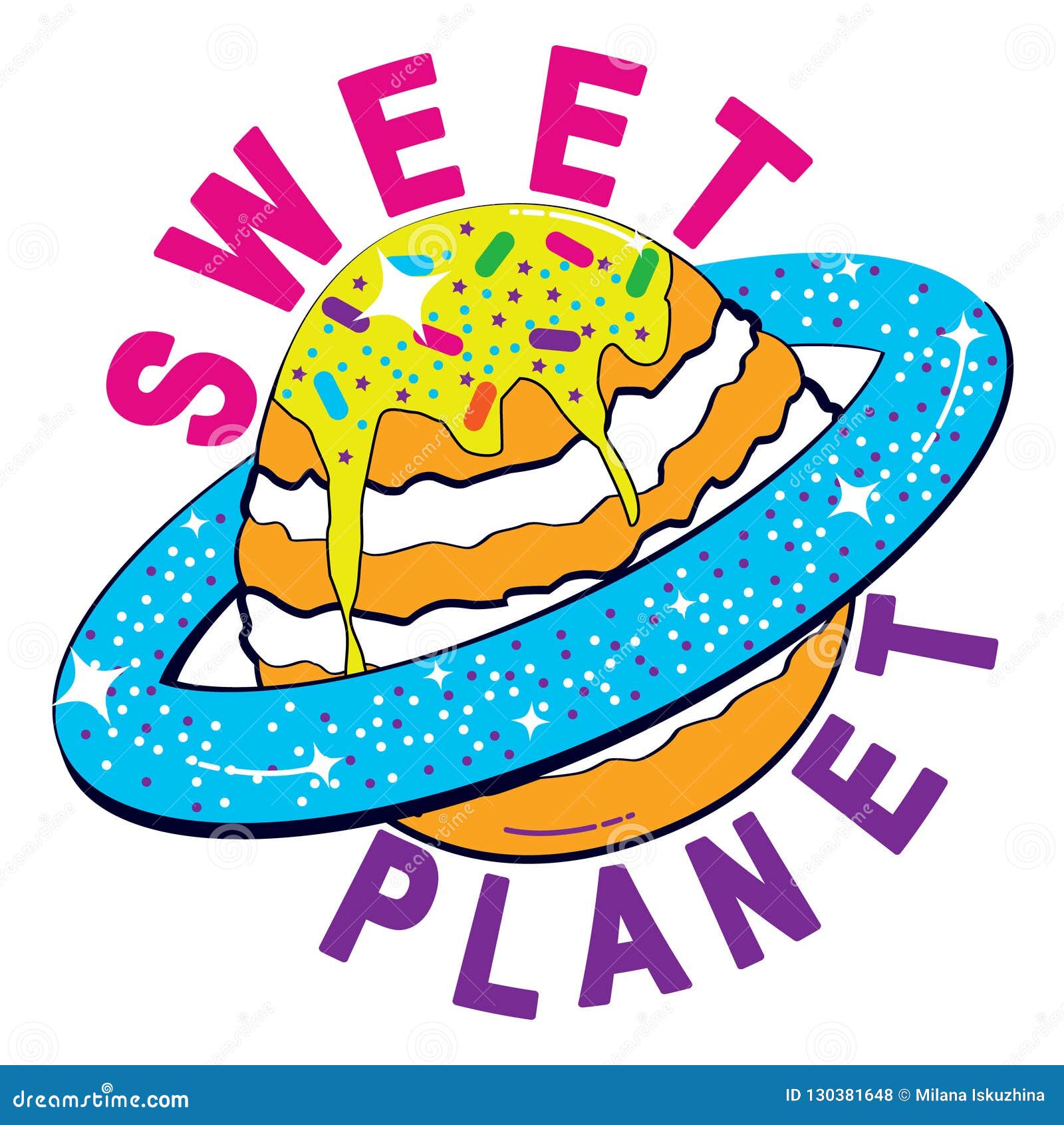 Sweet Planet Slogan and Planet Illustration Vector. Stock Vector ...