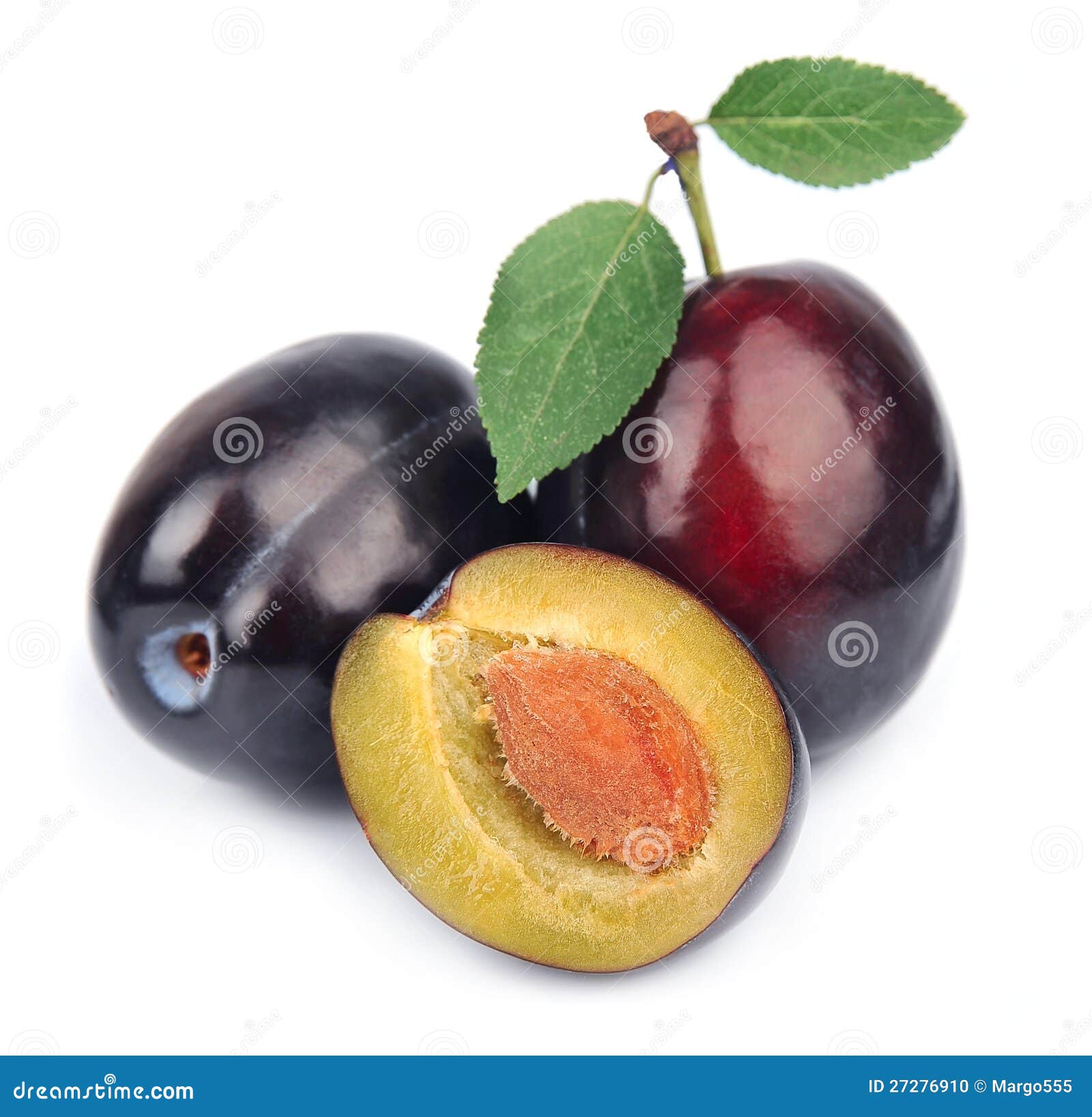 Sweet plums stock photo. Image of leaf, freshness, white - 27276910