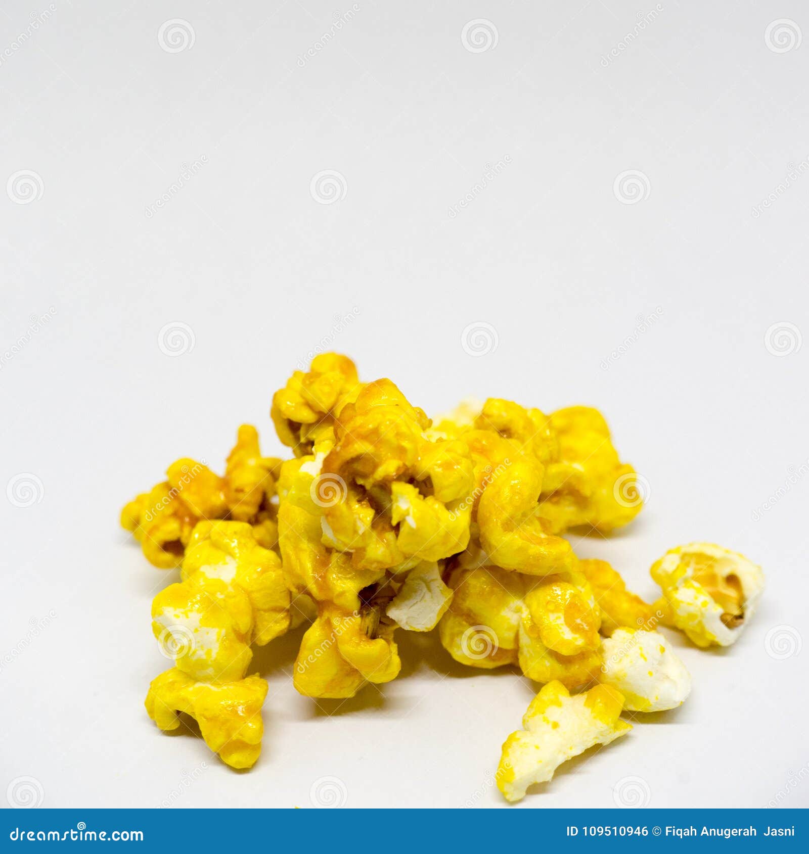 Sweet Popcorn on White Background Stock Photo - Image of fast, blue ...