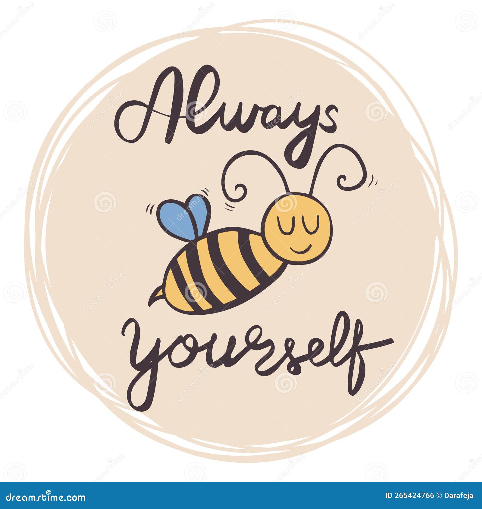 Sweet Poster always Be Yourself with Bee Character Stock Vector ...