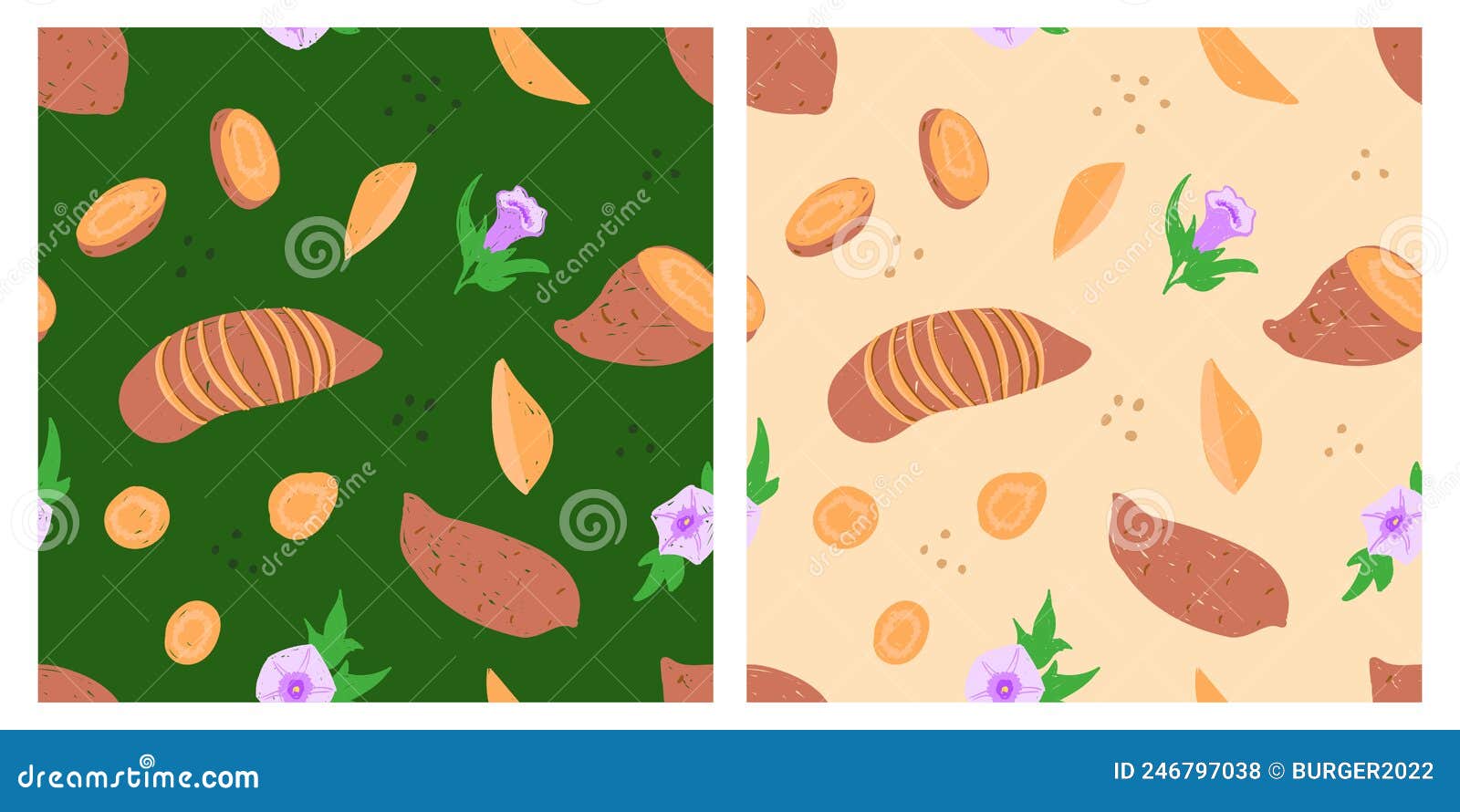 Sweet Potato Pattern Sketch Illustration Stock Vector - Illustration of ...
