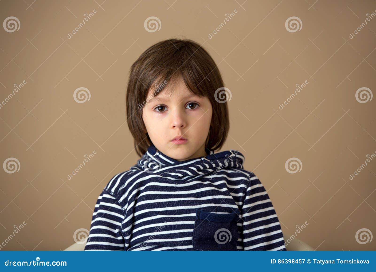 Sweet Preschool Boy, Making Faces with Different Emotion Stock Image ...