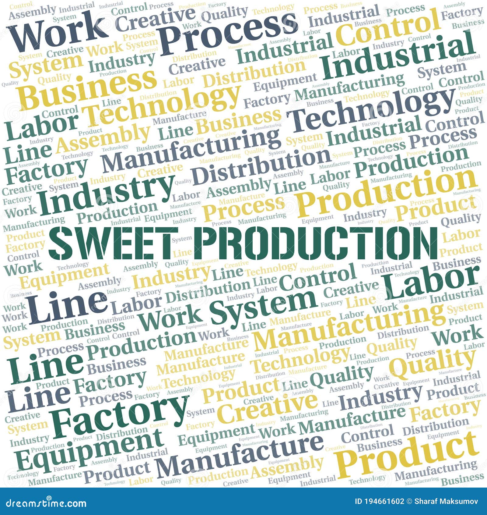 Sweet Production Word Cloud Create with Text only. Stock Illustration ...