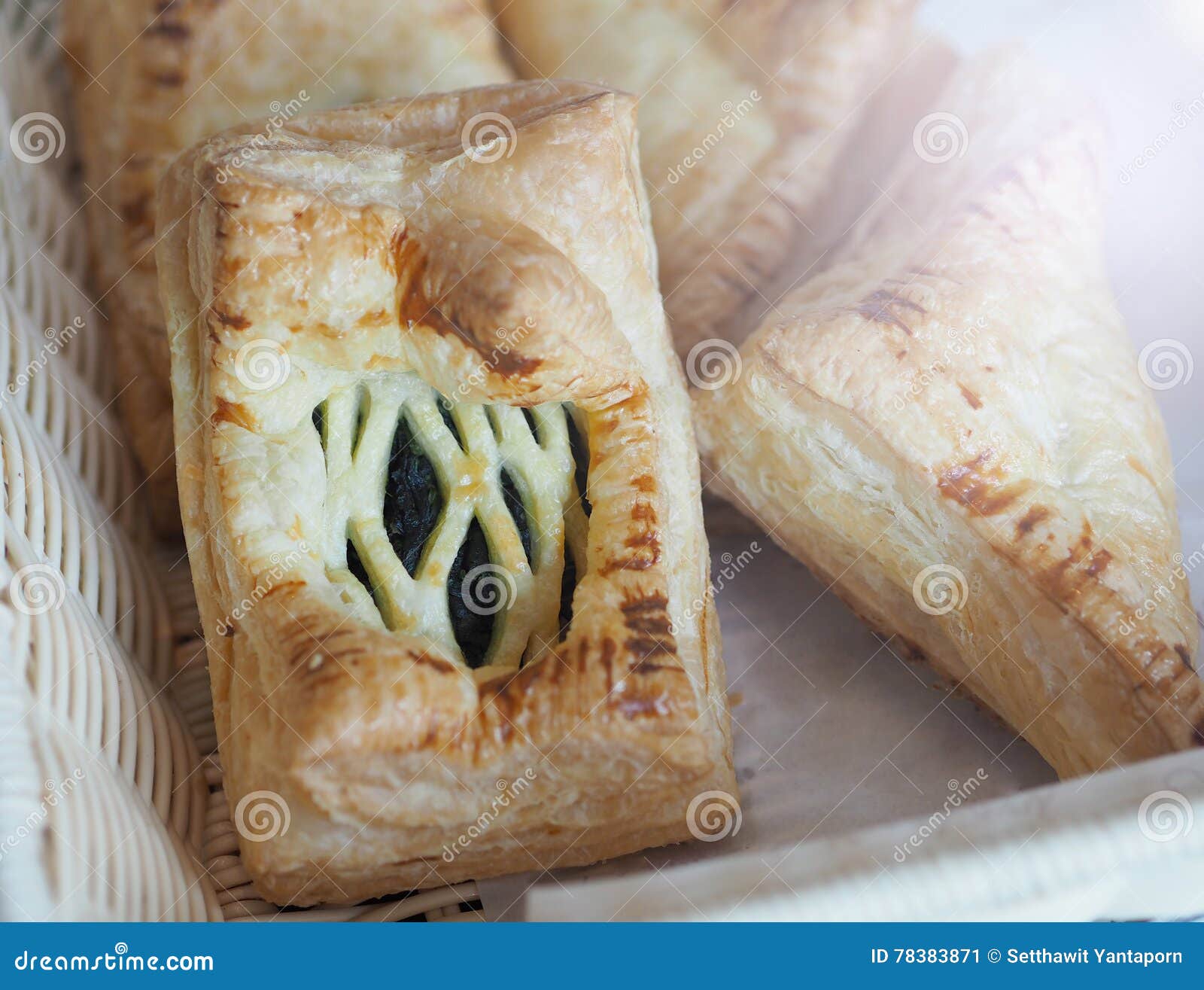Sweet Puff Pastry Stuffed with Blueberry Stock Image - Image of baked ...