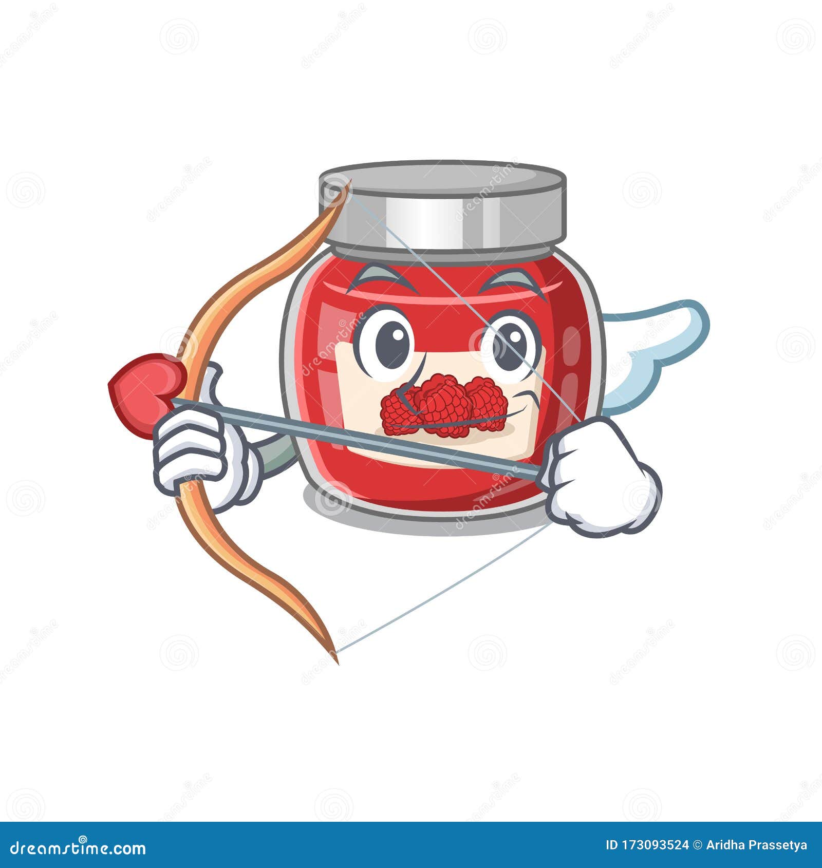 Sweet Raspberry Jam Cupid Cartoon Design with Arrow and Wings Stock ...