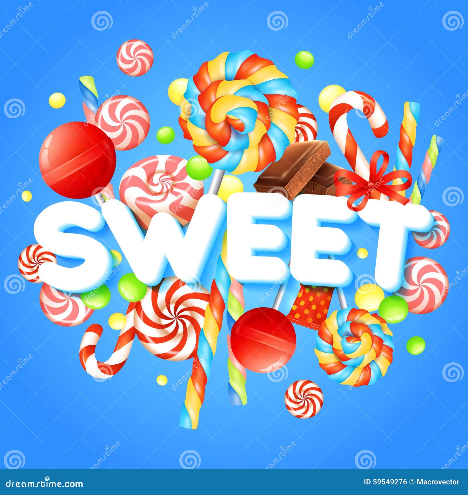 Sweet Realistic Illustration Stock Vector - Illustration of shop, hard ...