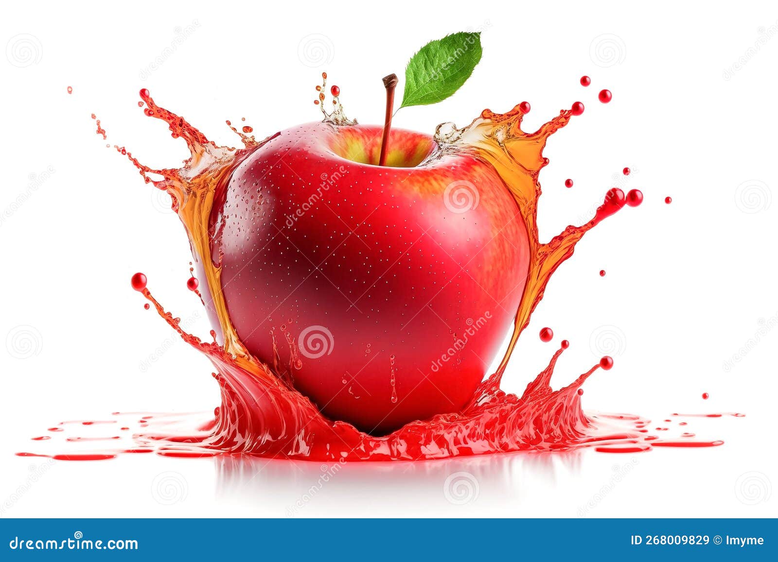 Sweet Red Apple in Juice Splash Isolated on White. Generative AI Stock ...
