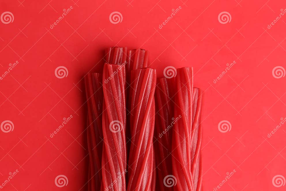 Sweet Red Candies on the Red Surface Stock Image - Image of tasty ...