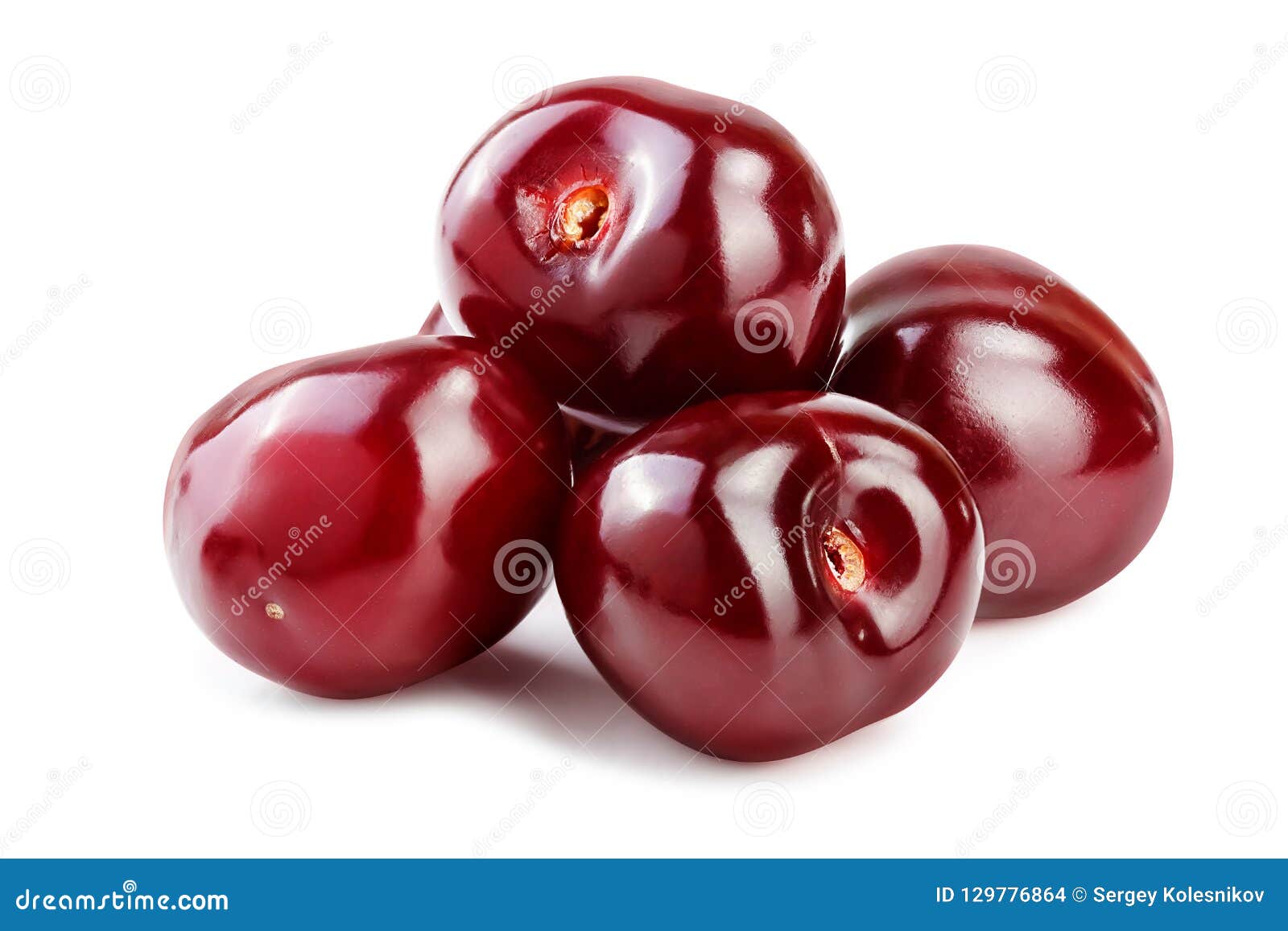 Sweet Red Cherries Isolated on White Background Macro Stock Photo ...