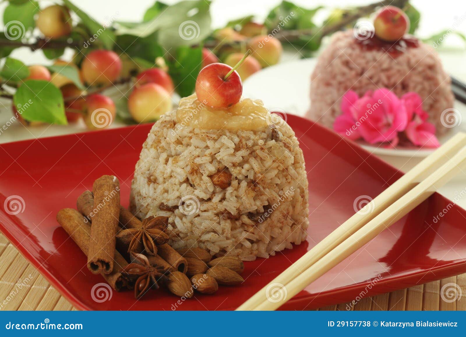 Sweet rice and apples stock photo. Image of sauce, diet - 29157738