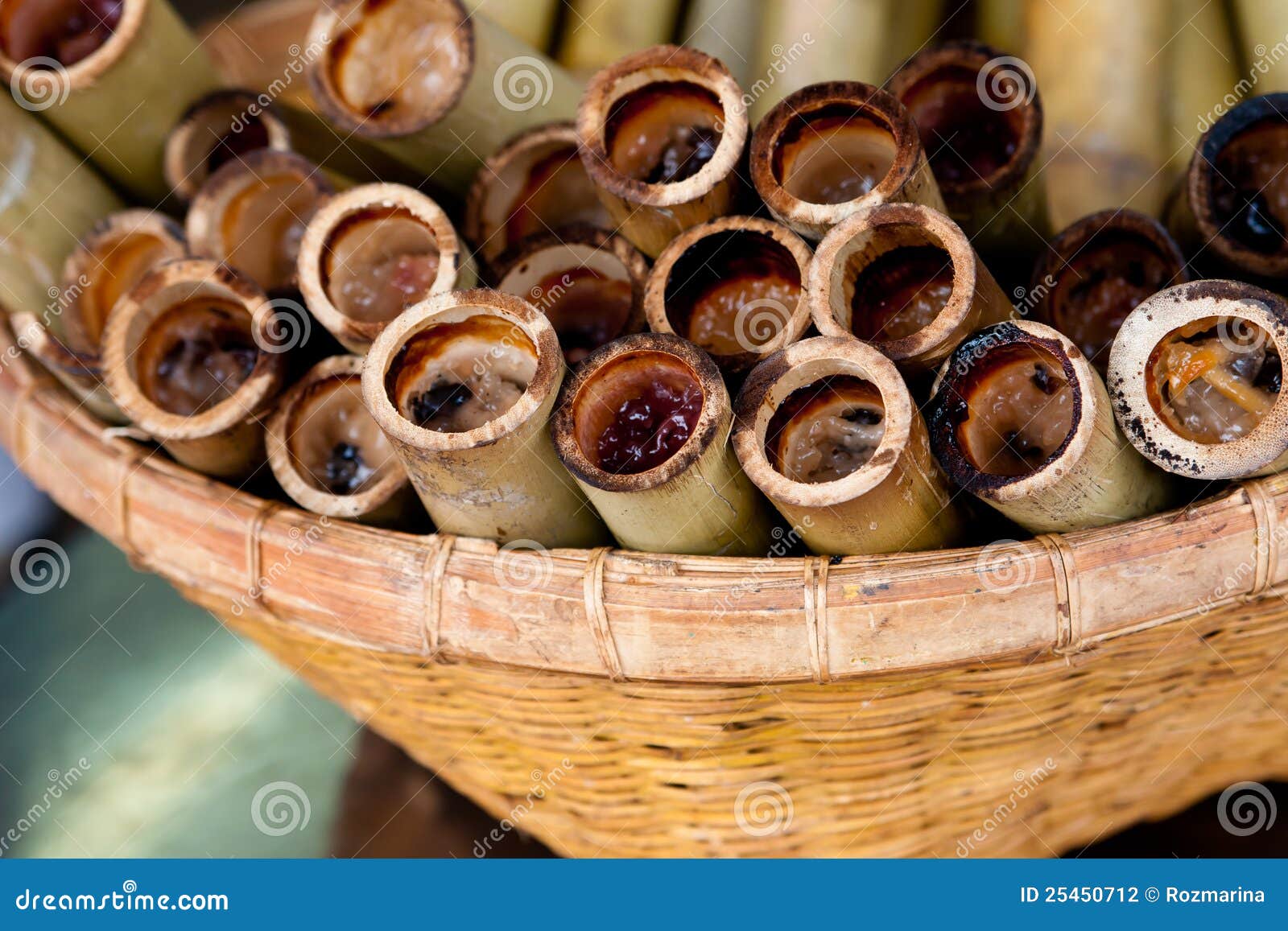 Sweet Rice Roasted in Bamboo Stock Photo - Image of tasty, charcoal ...