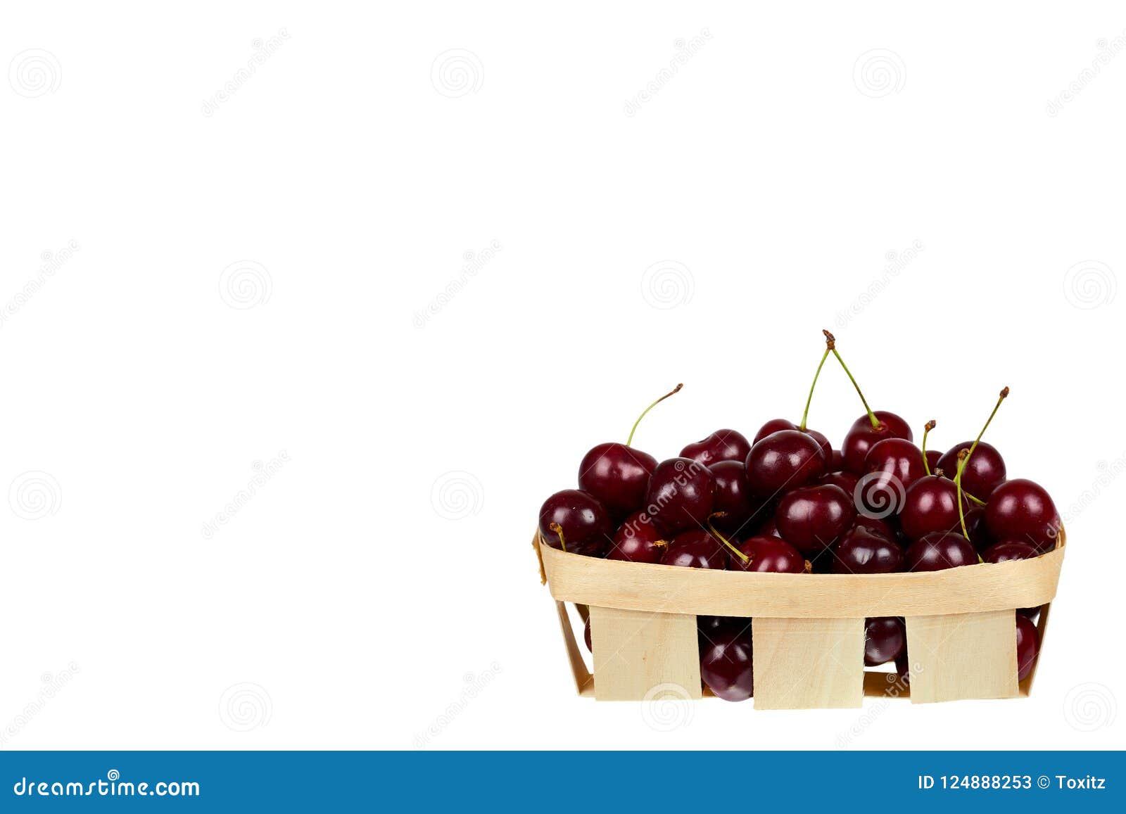 Sweet Ripe Cherry in Package Isolated on White Background, Copy Space ...