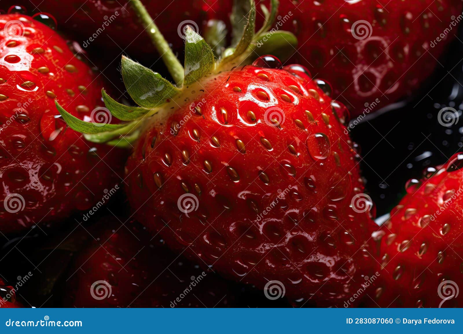 Sweet Ripe Strawberry with Water Drops. Generative AI Stock Photo ...