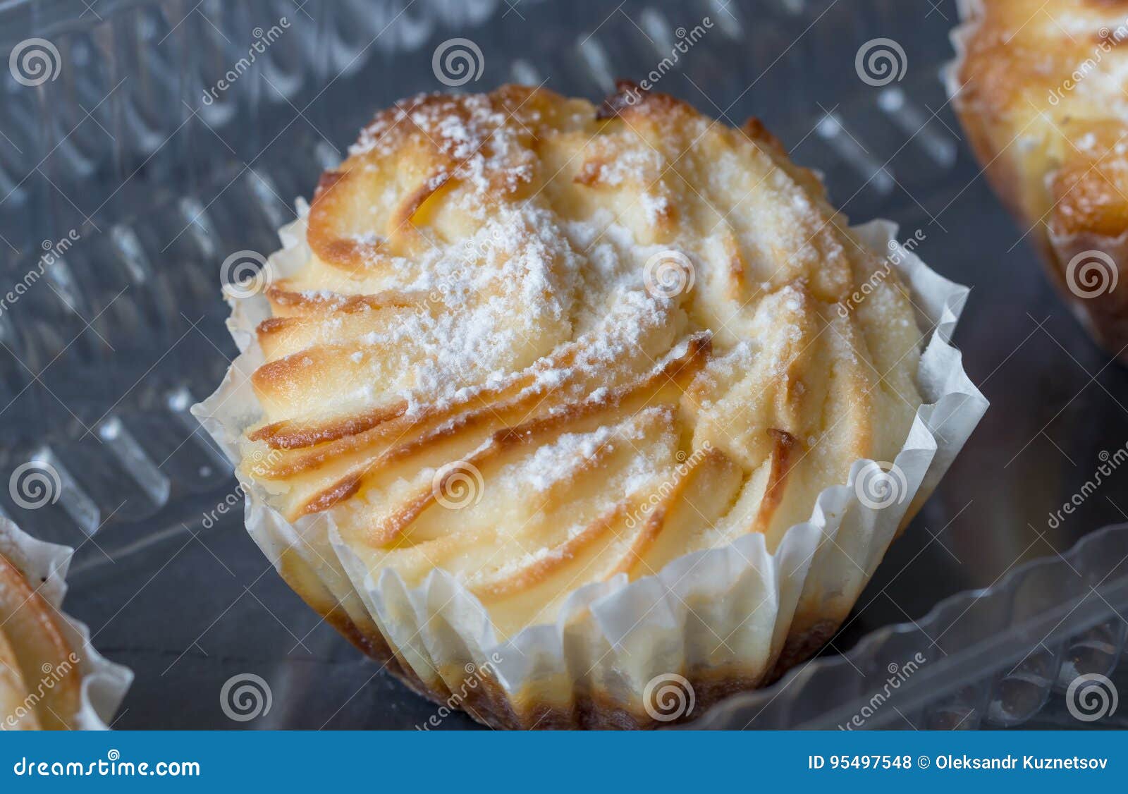 Sweet Roasted Muffin in Opened Plastic Box Stock Photo - Image of group ...