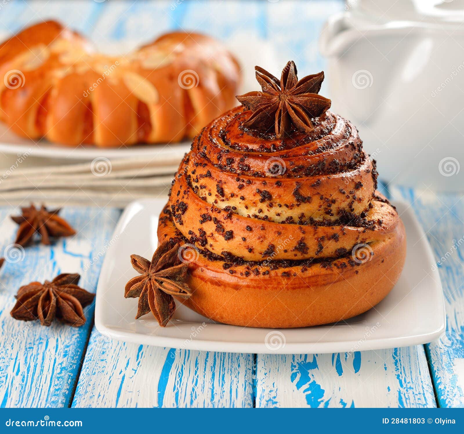Sweet roll with a poppy stock image. Image of traditional - 28481803
