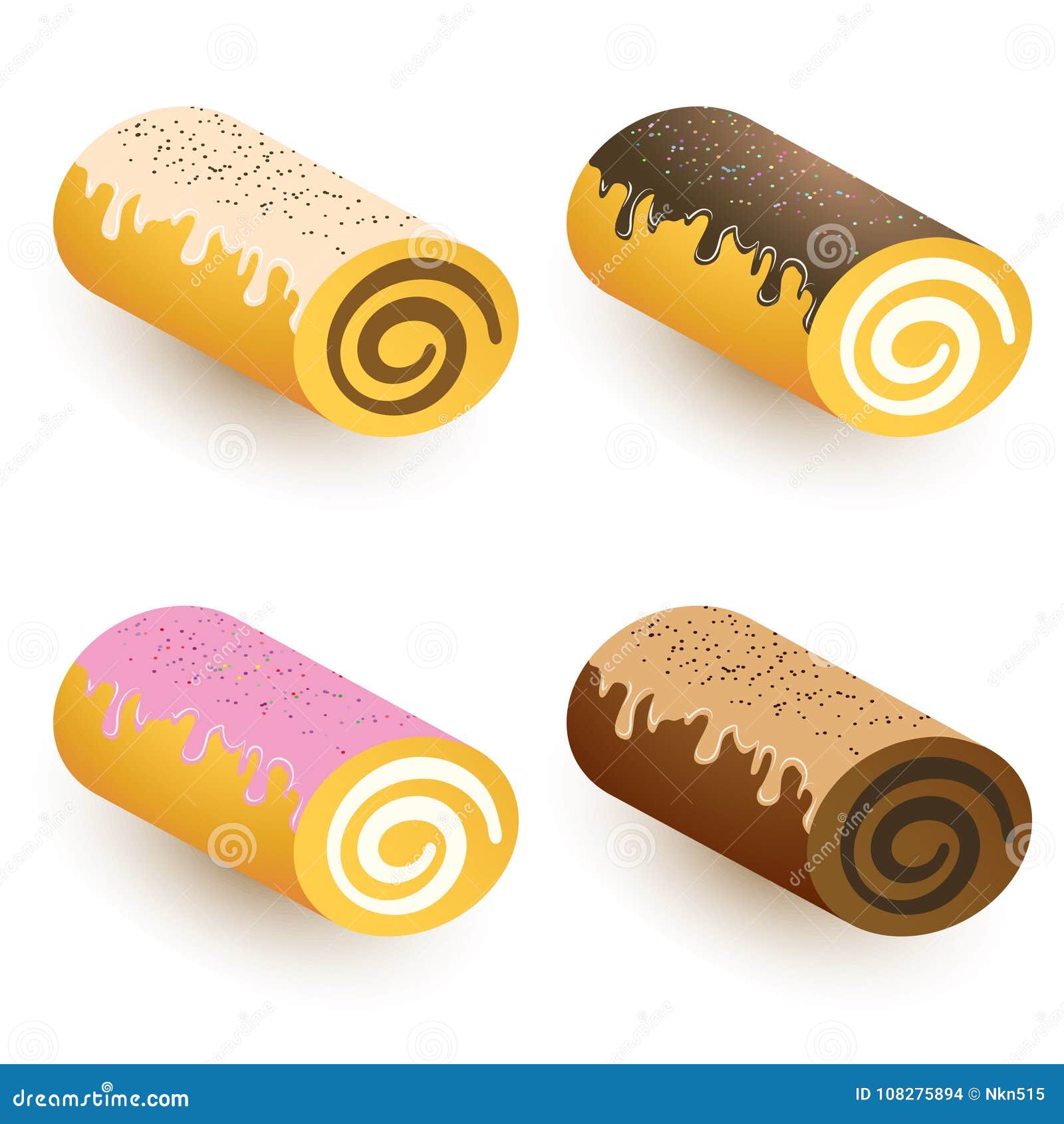 Sweet roll set stock vector. Illustration of cute, collection - 108275894