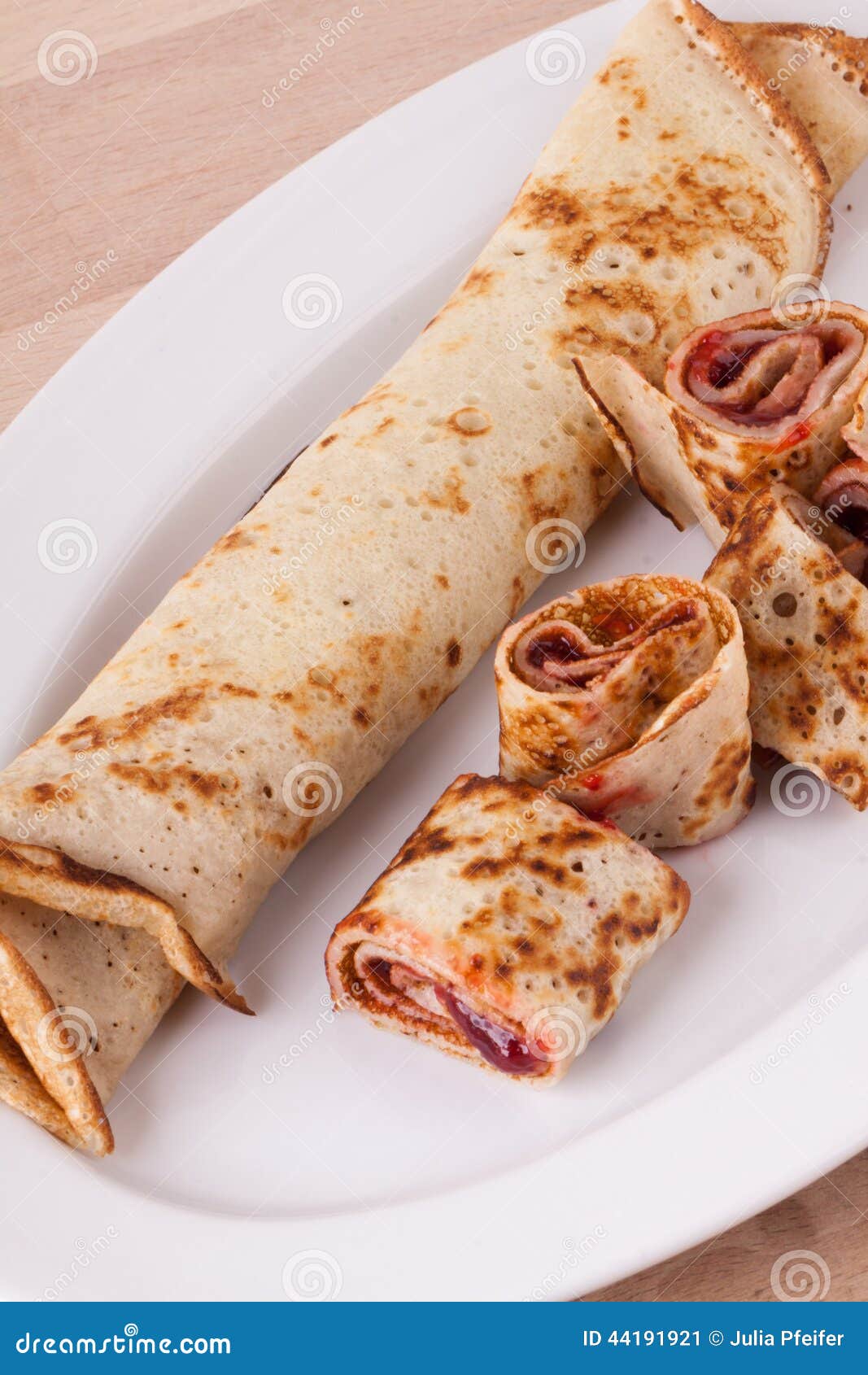 Sweet Rolled Pancakes on Plate Stock Image - Image of served, rolled ...