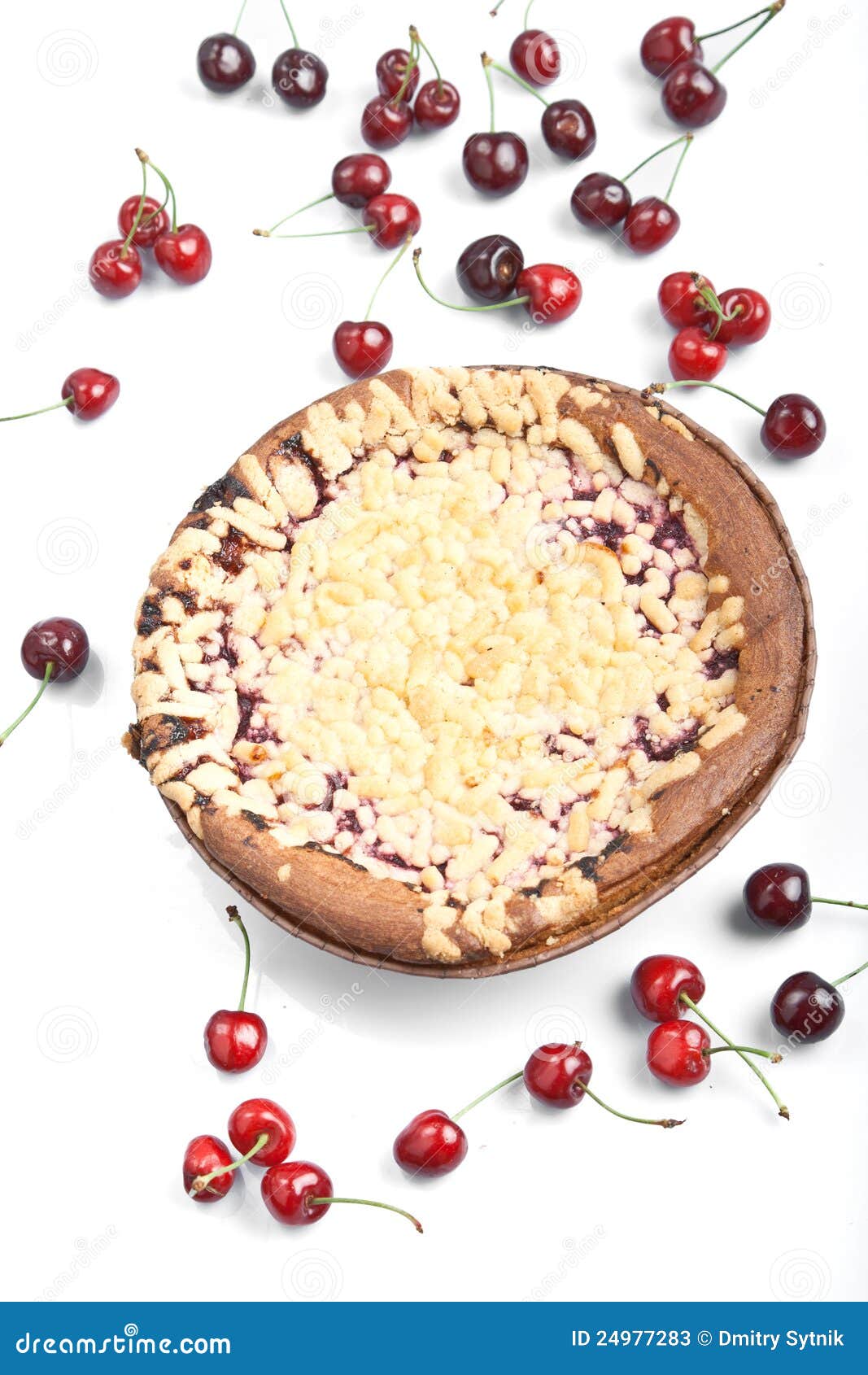 Sweet Round Baked Cake with Cherry Stock Image - Image of treat, sugar ...
