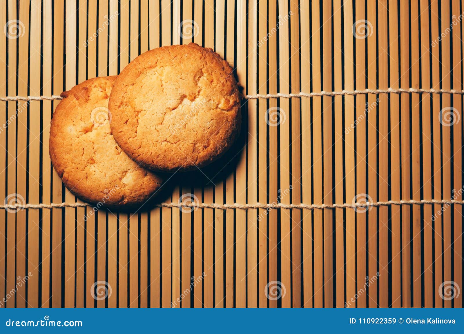 Sweet Round Cookies on Bamboo Background Stock Image - Image of decor ...