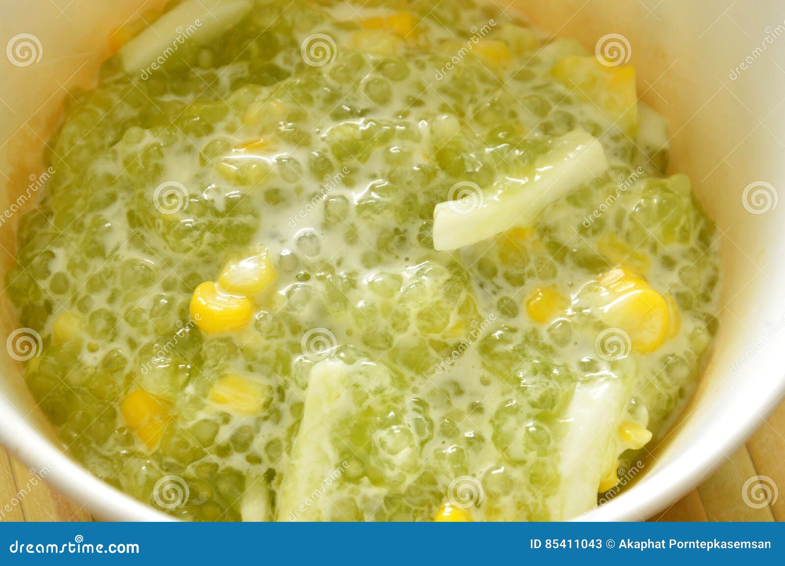 Sweet Sago with Corn in Coconut Cream on Cup Stock Image - Image of ...