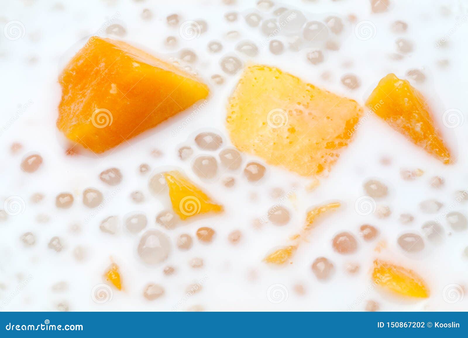 Sweet Sago Cream with Mango and Coconut Milk Stock Photo - Image of ...