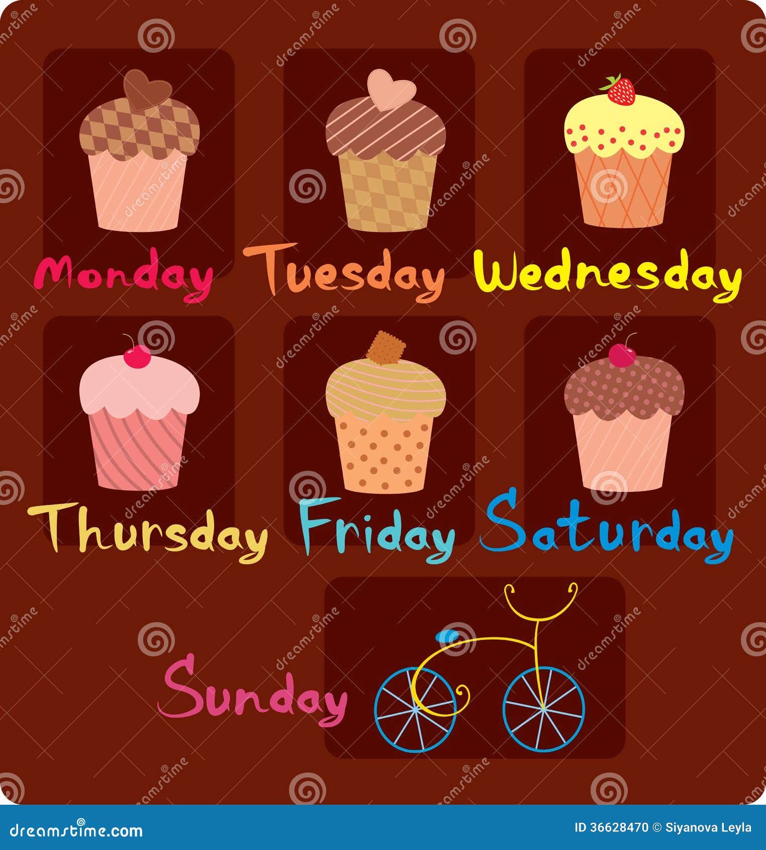 Sweet Schedule for the Week Stock Vector - Illustration of concept ...