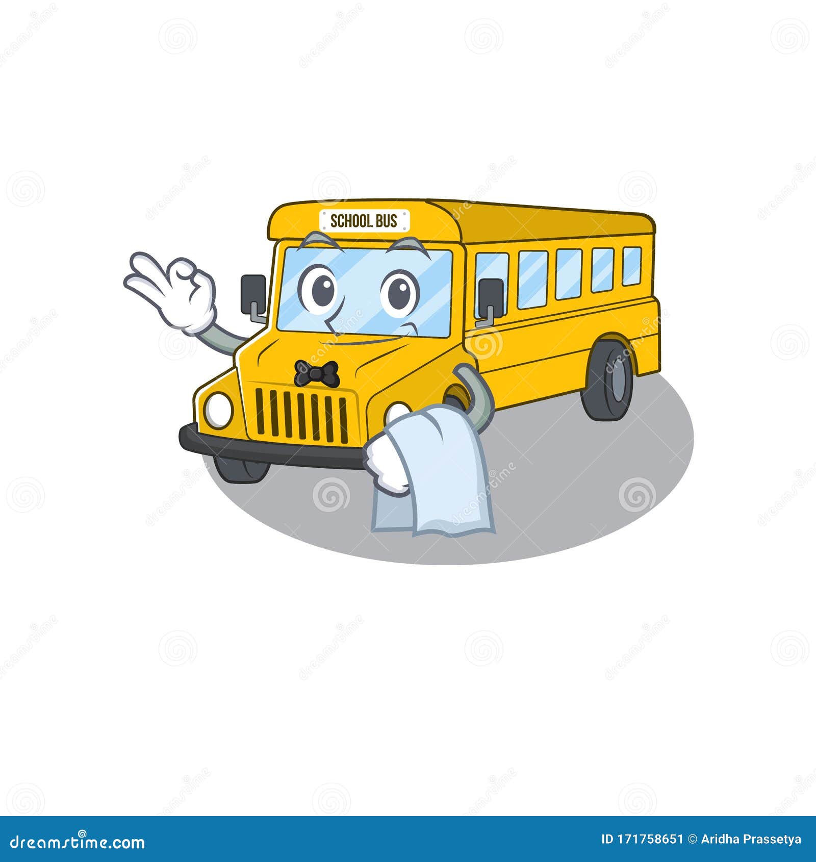 Sweet School Bus Character Working As a Waiter Stock Vector ...