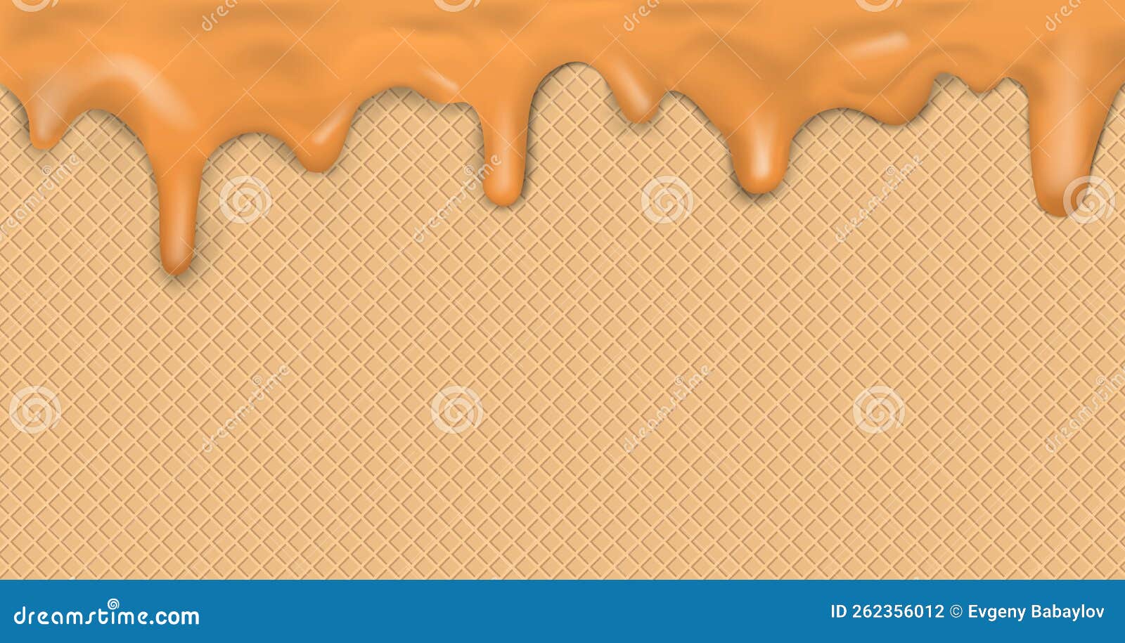 Sweet Seamless Panoramic Ice Cream Pattern with Dripping Caramel Icing ...