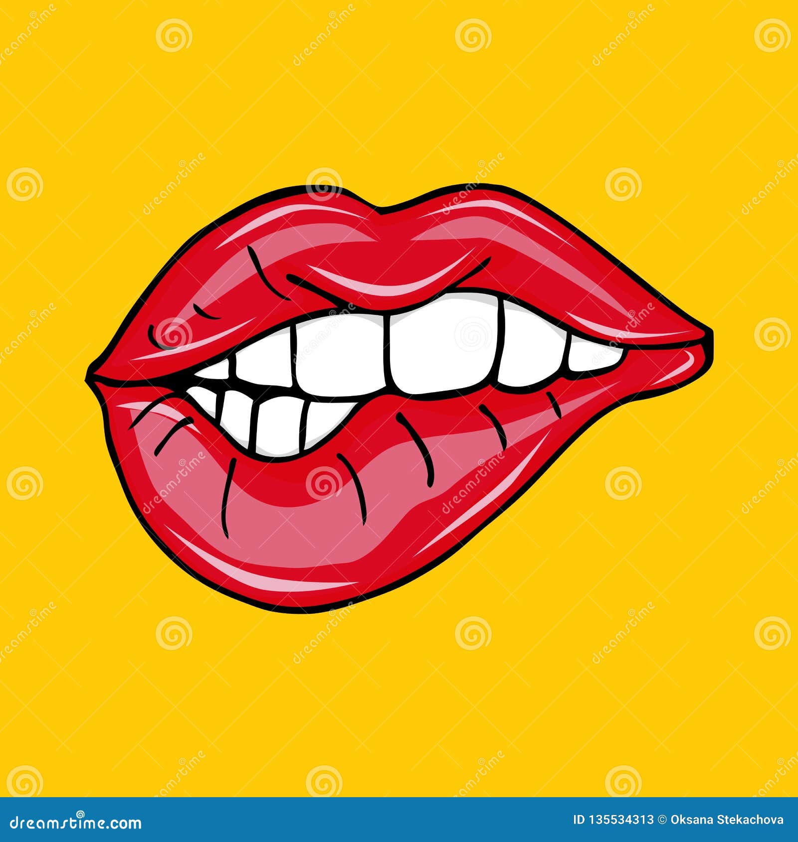 Sexy Lips Open Mouth Cartoon Illustration 251983780