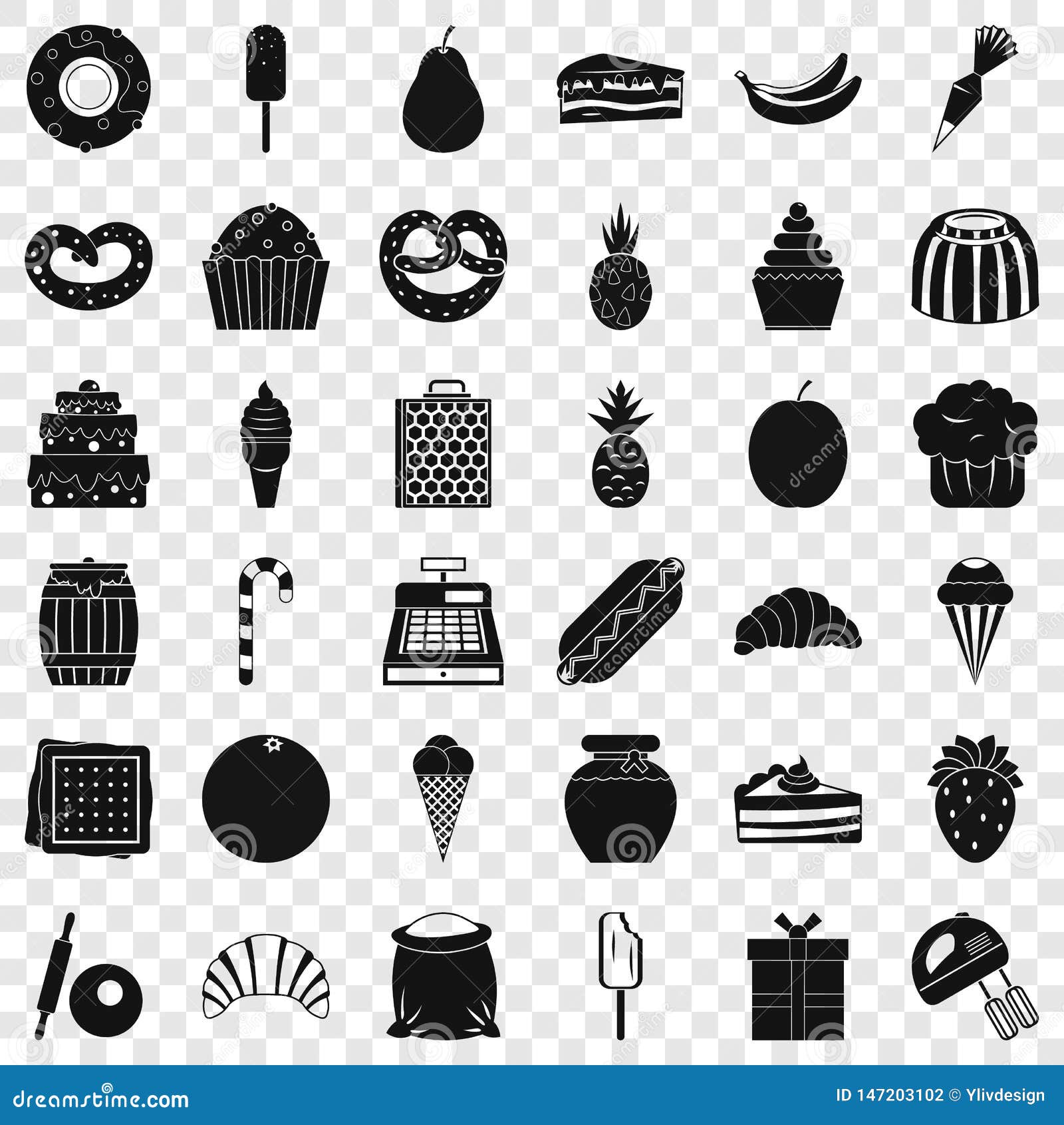 Sweet Shop Icons Set, Simple Style Stock Vector - Illustration of ...