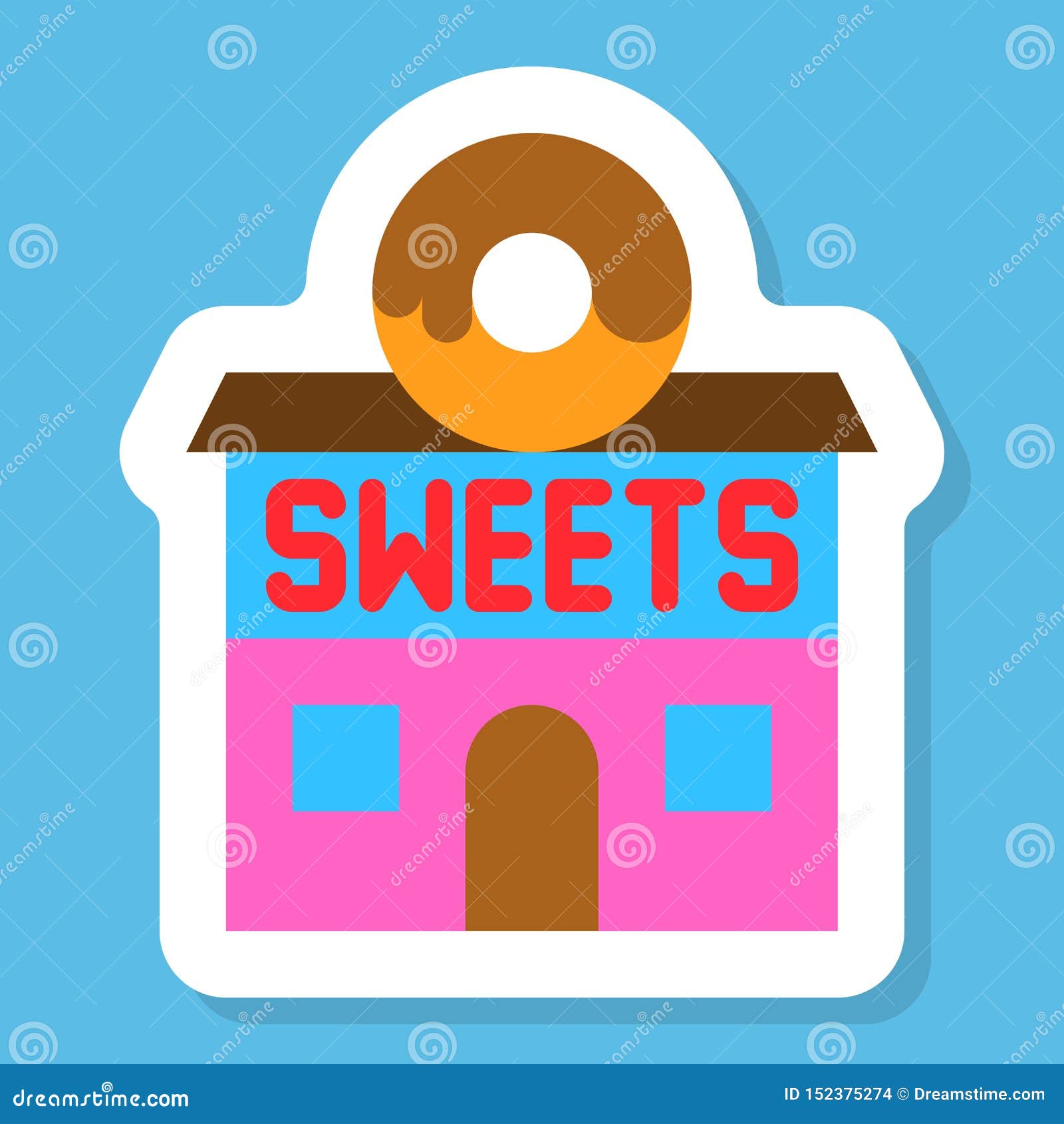 Sweet Shop Sticker Vector, Isolated Flat Stye Icon Stock Vector ...