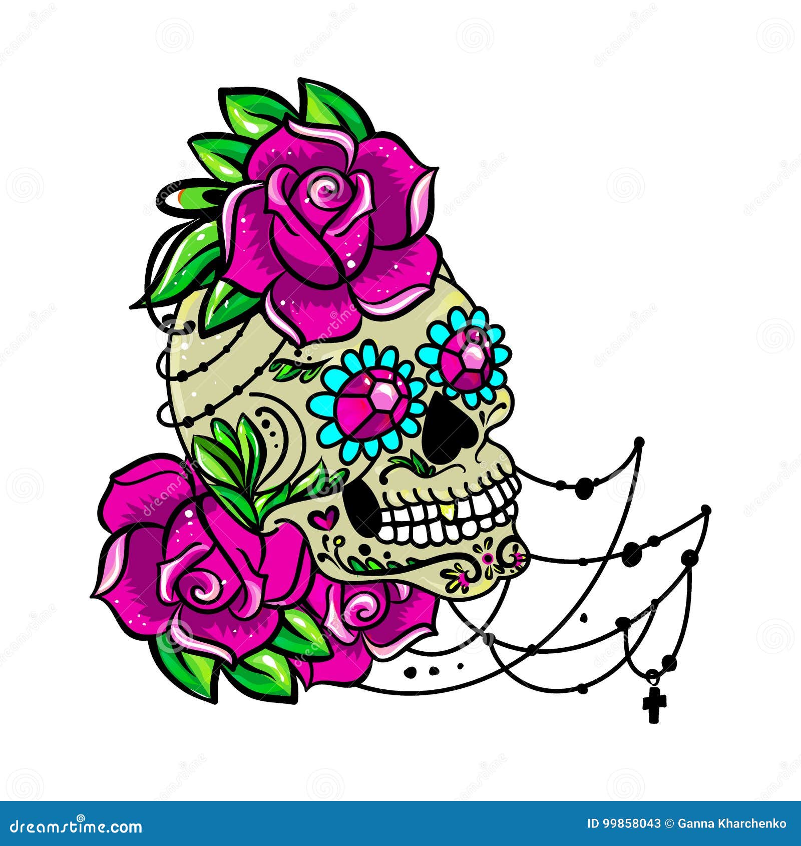 Sweet skull stock vector. Illustration of autumn, festival - 99858043