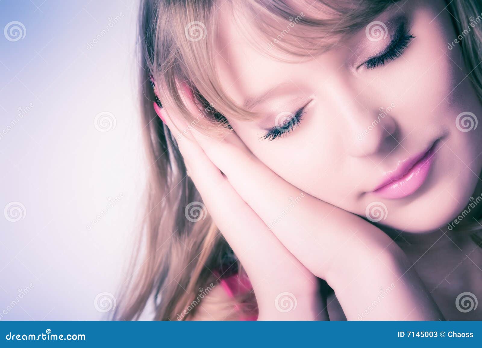 Sweet sleeping woman stock image. Image of blue, caucasian - 7145003
