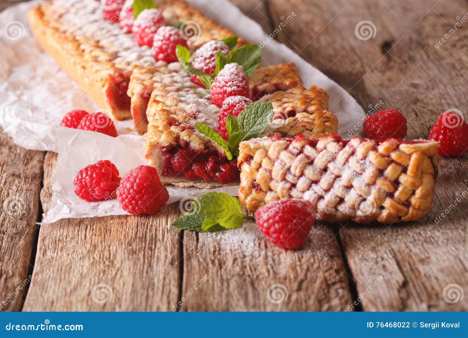 Sweet Sliced Pie Stuffed with Ripe Raspberry Close Up. Stock Photo ...