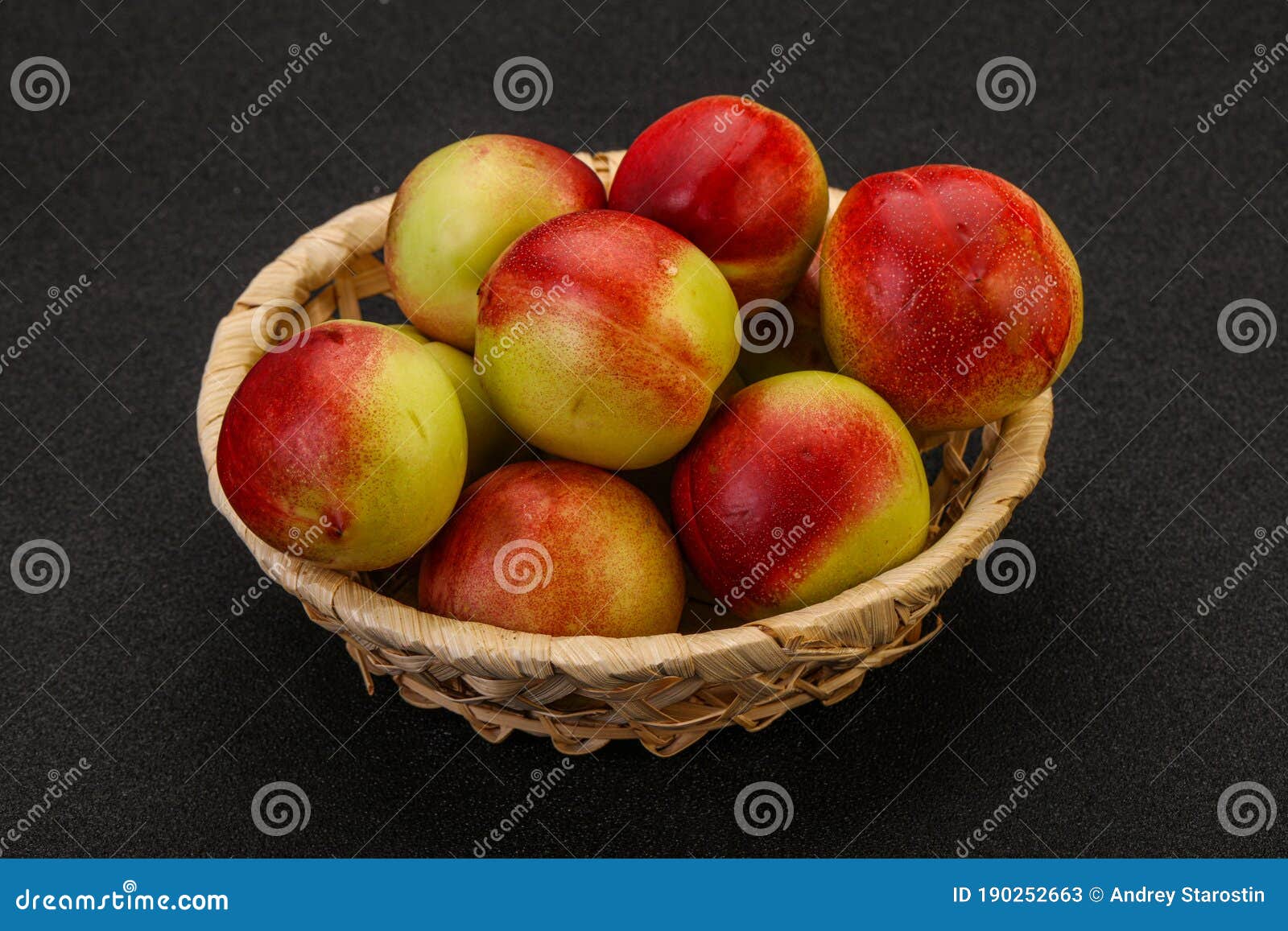Sweet Small Nectarines in the Basket Stock Image - Image of background ...