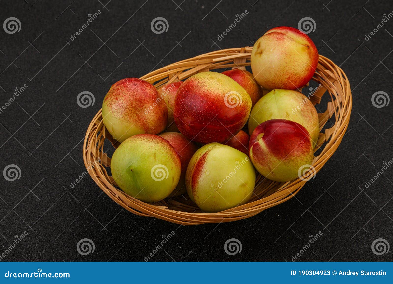 Sweet Small Nectarines in the Basket Stock Image - Image of green ...