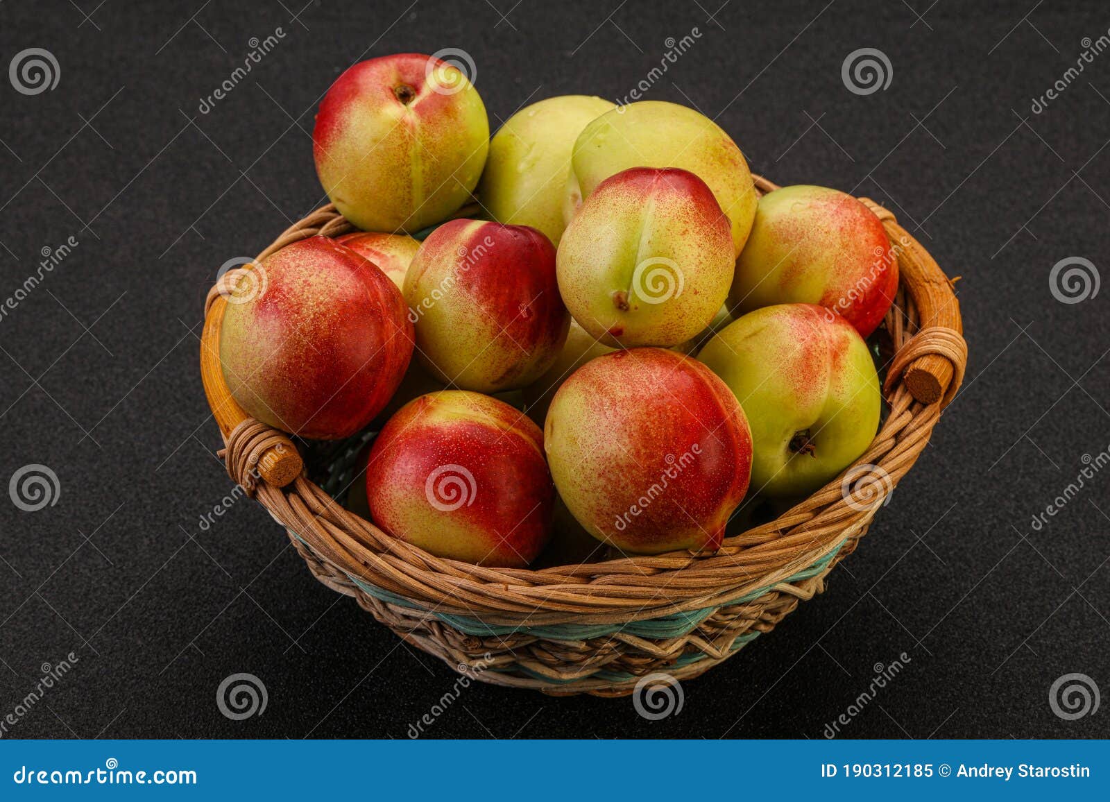 Sweet Small Nectarines in the Basket Stock Image - Image of food, green ...