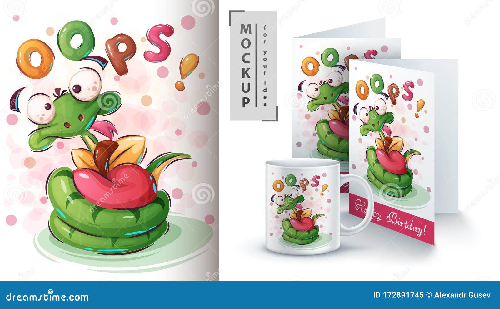 Snake Poster Set. Doodle Hand Drawn Pink And Blue Snakes On Dark ...