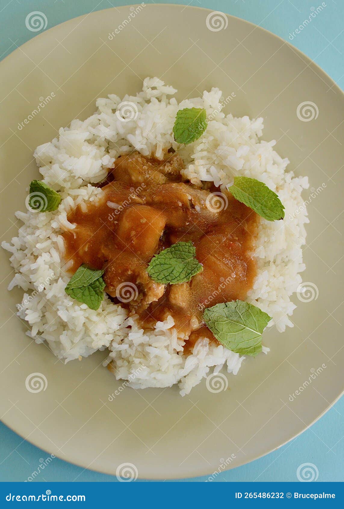 Sweet and Sour Pork with White Rice Stock Photo - Image of delicious ...