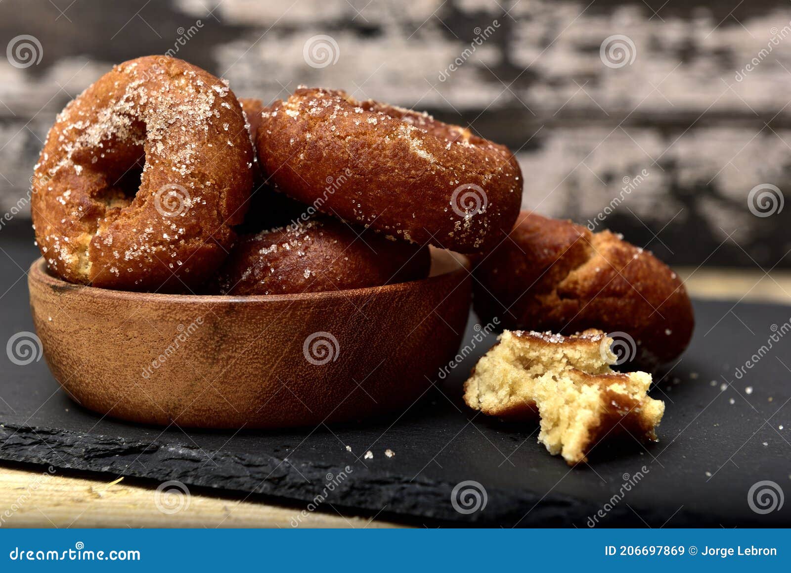 Sweet Spanish Doughnuts on a Wooden Bowl Stock Image - Image of meal ...