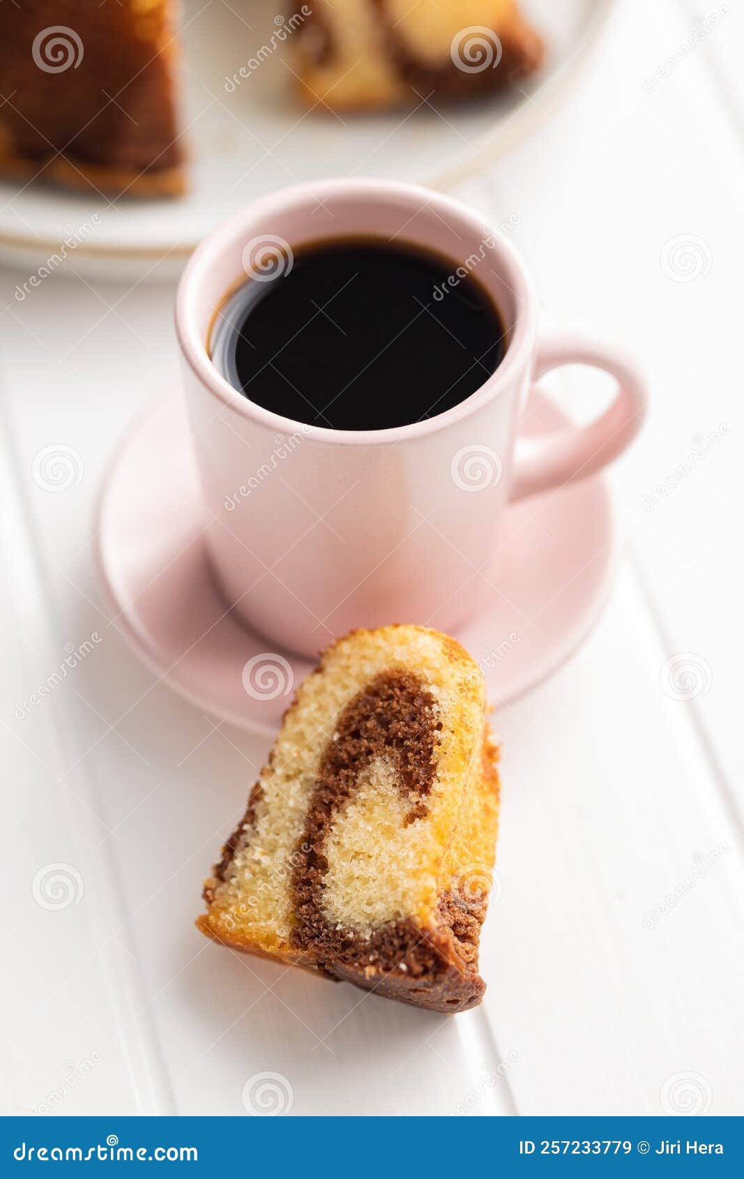 Sweet Sponge Cake. Bundt Cake and Coffee Cup Stock Image - Image of ...