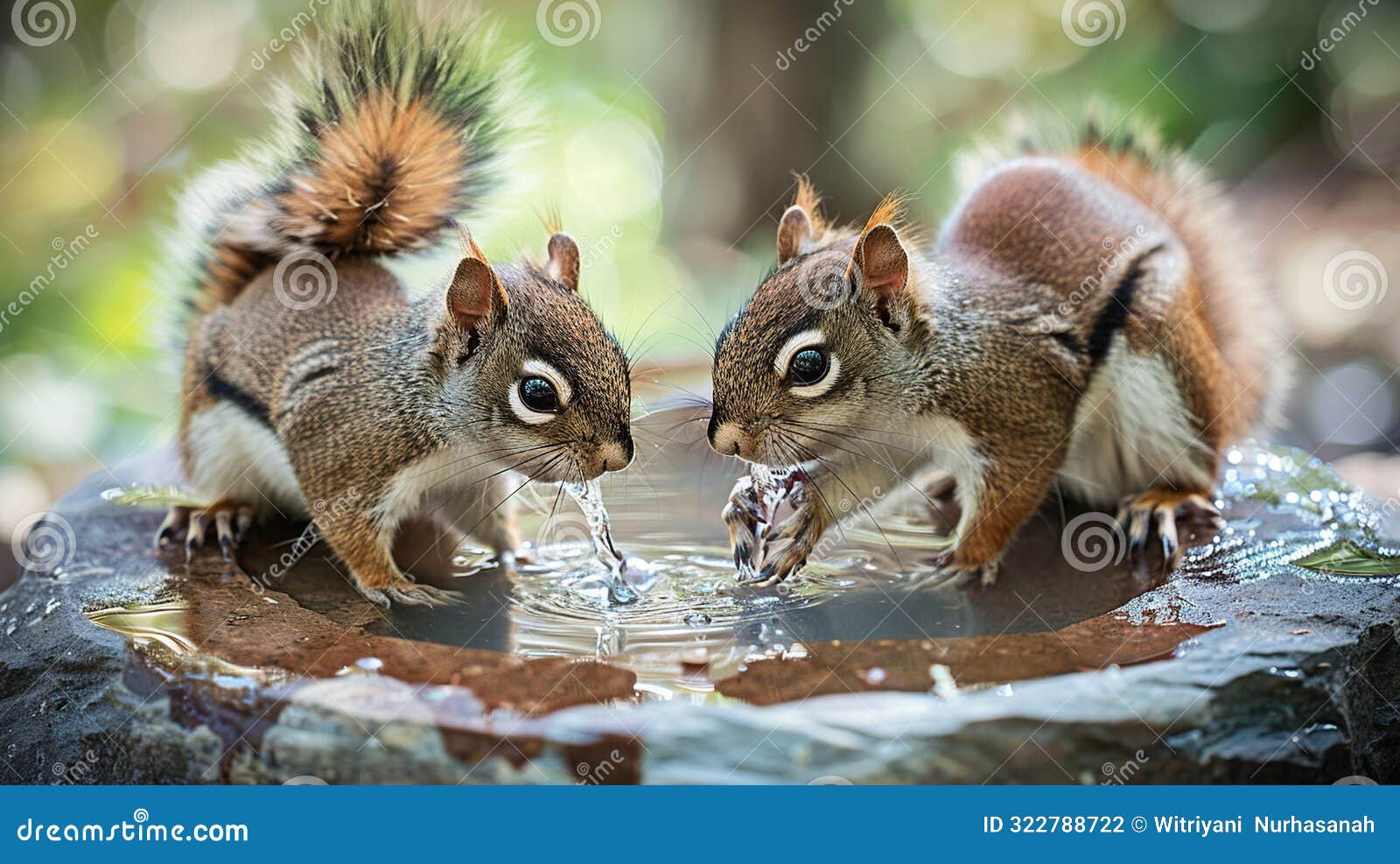 Sweet Squirrels Sharing Sips of Sparkling Spring Water . Generative Ai ...
