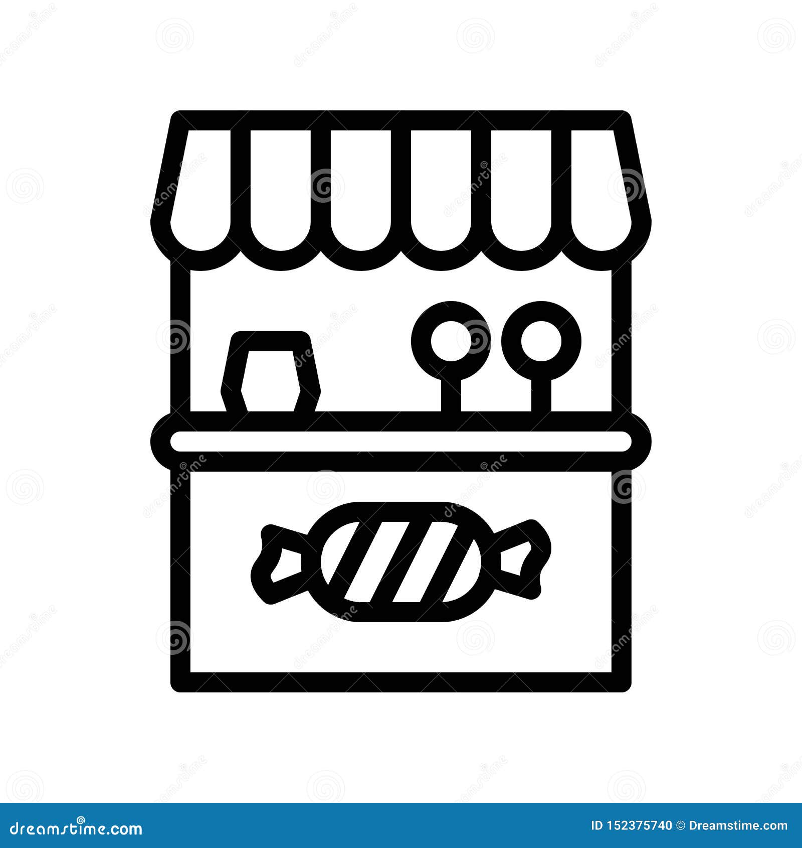 Sweet Stall Vector Illustration, Isolated Line Stye Icon Stock Vector ...