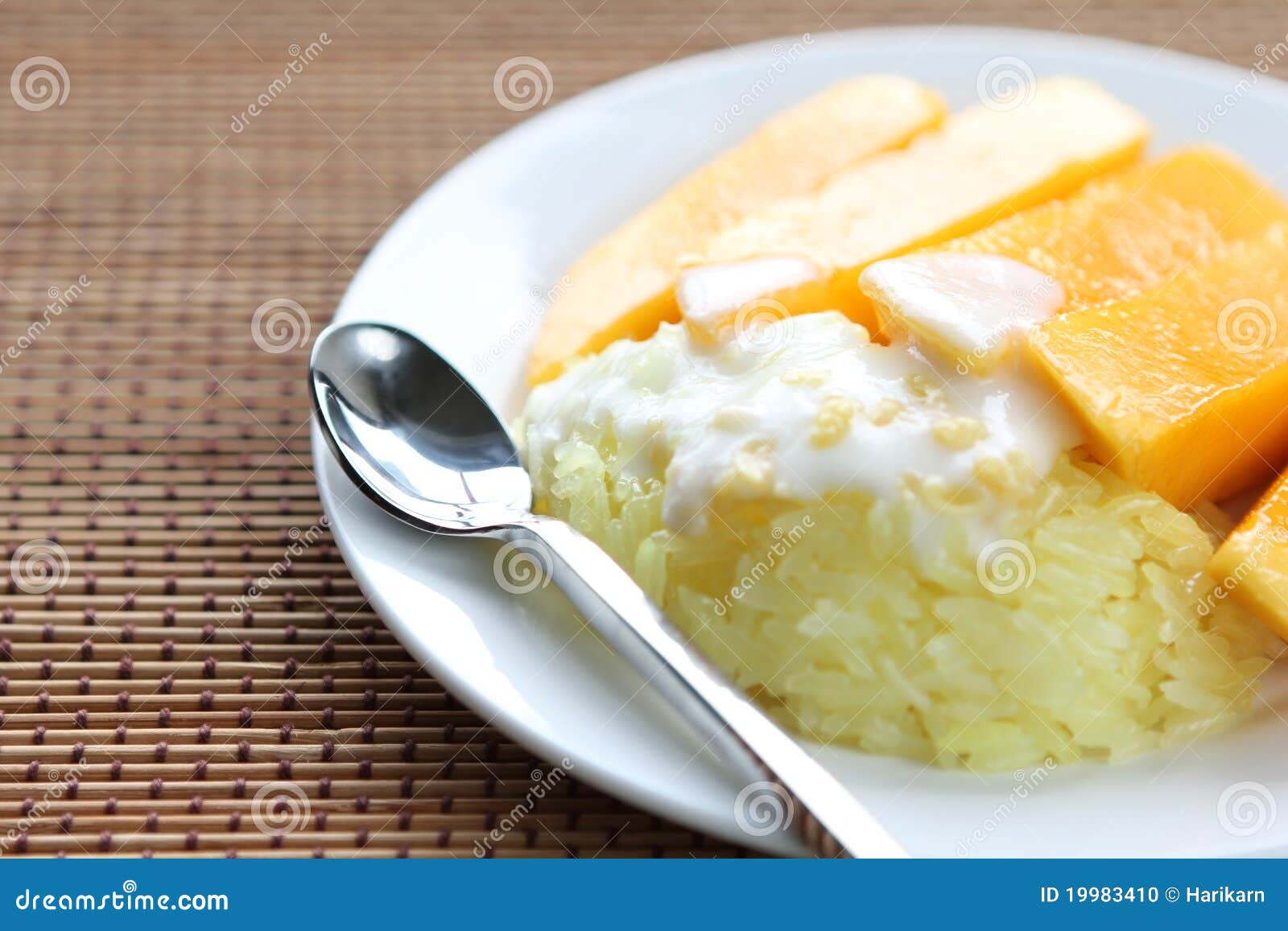 Sweet Sticky Rice with Mango Stock Photo - Image of soybean, banana ...