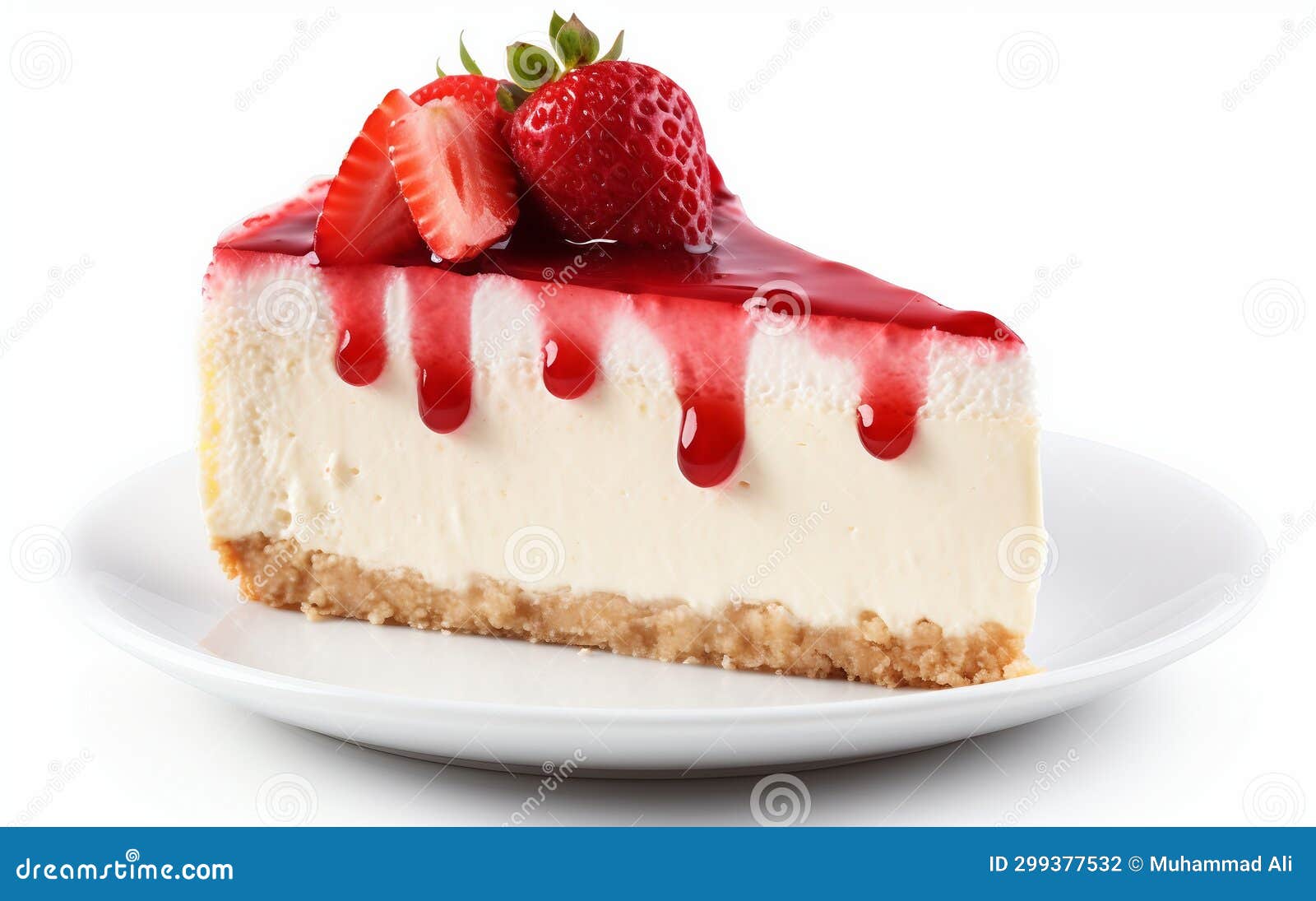 Sweet Strawberry Cheesecake on White Background Stock Illustration ...