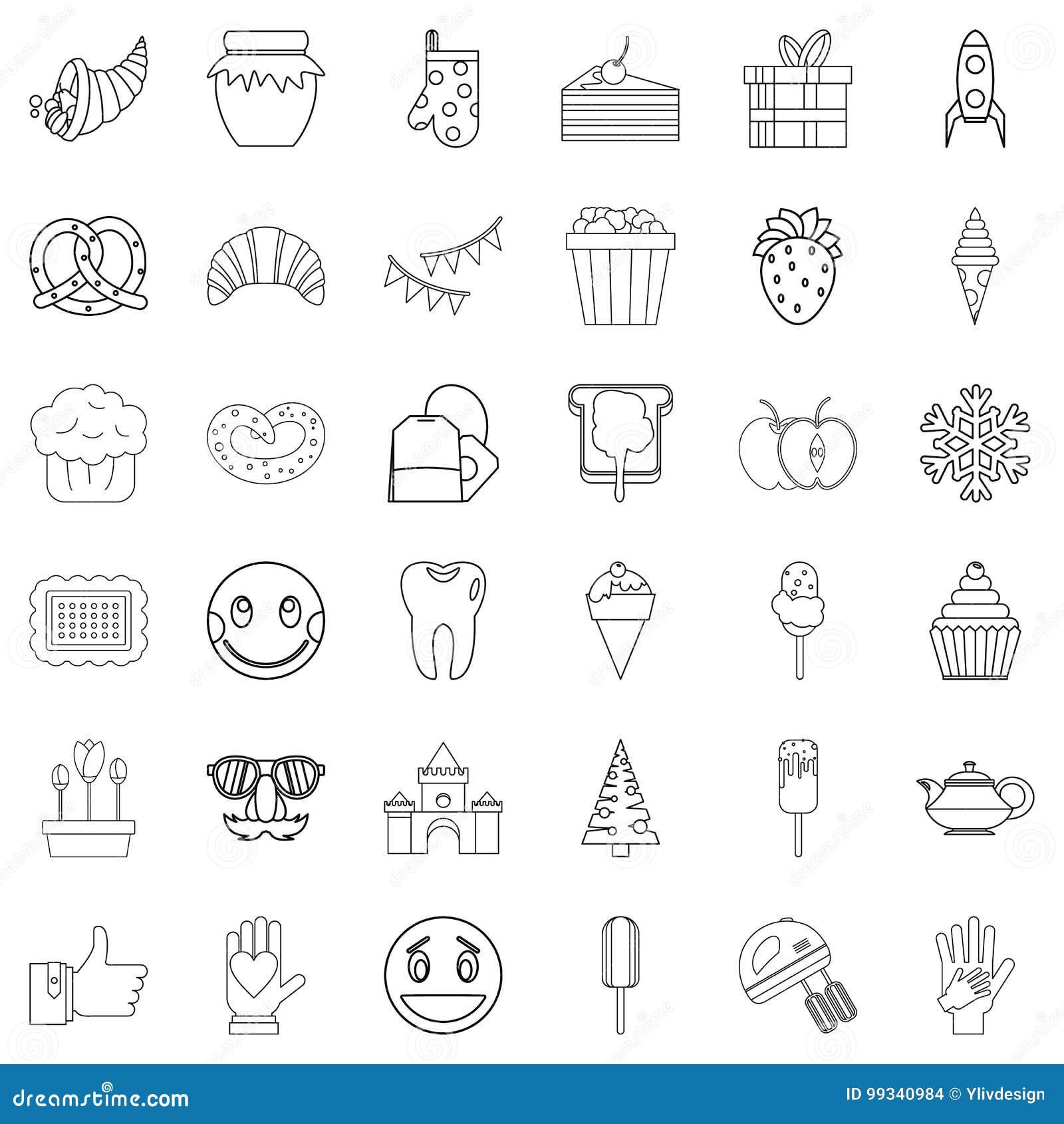Sweet Stuff Icons Set, Outline Style Stock Vector - Illustration of ... Sweet Stuff Icons Set, Outline Style Stock Vector - Illustration of ...