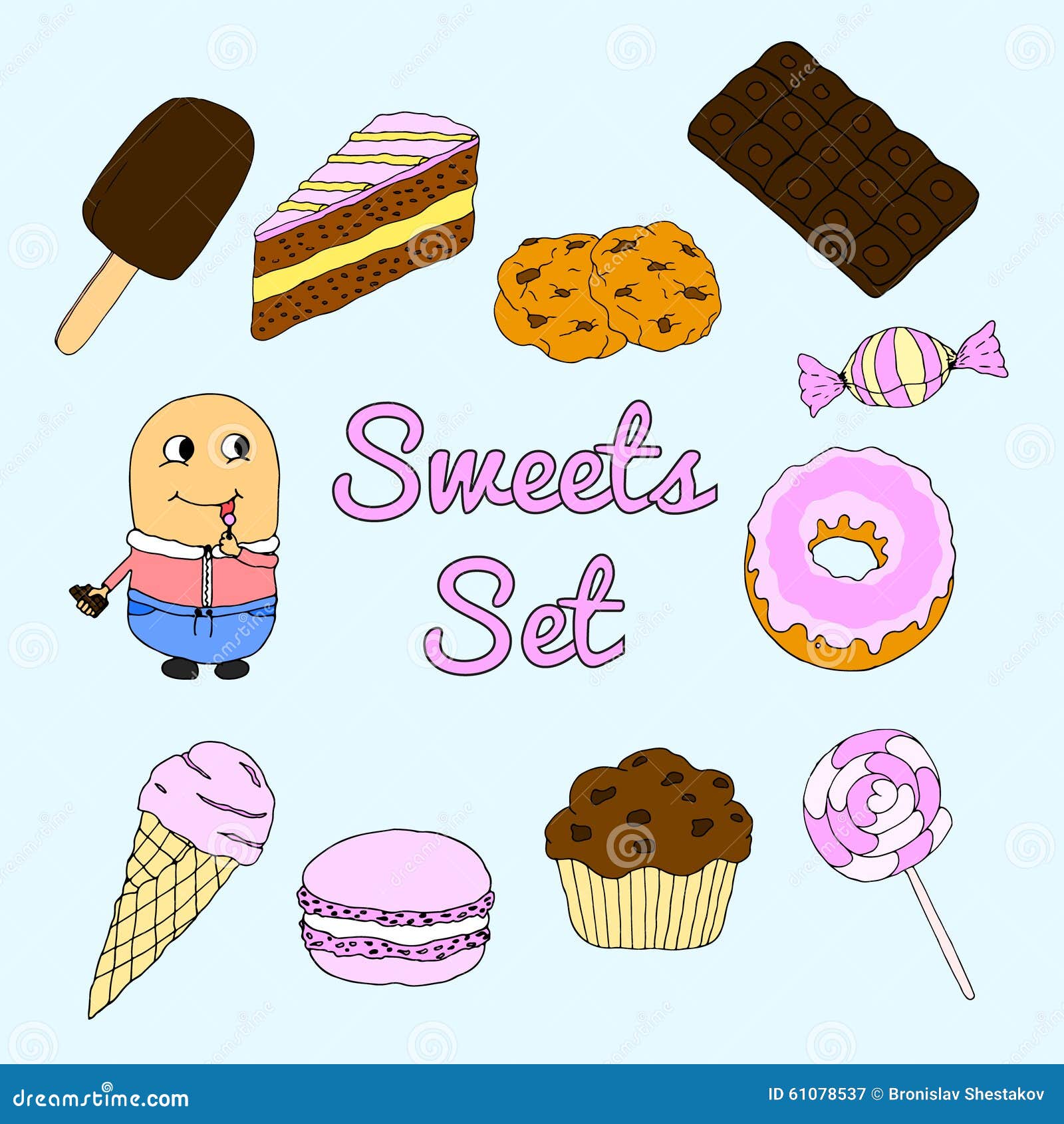 Sweet-stuff set stock vector. Illustration of cute, lolly - 61078537