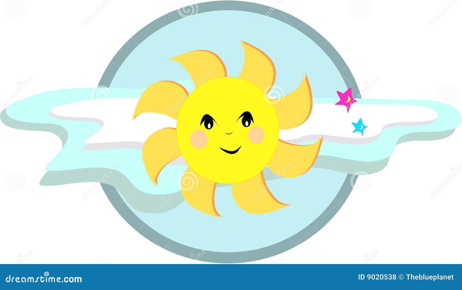 Sweet Sun with Clouds and Stars Stock Vector - Illustration of sweet ...